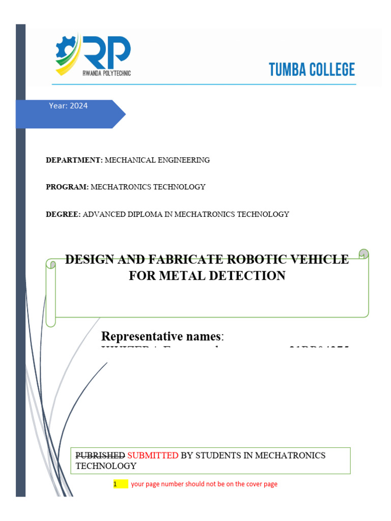 Design and Fabricate Robotic Vehicle For Metal Detection System | PDF