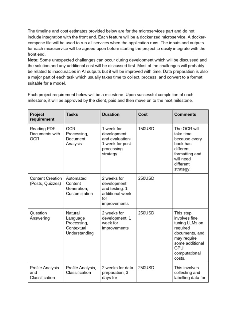 cost and timeline | PDF