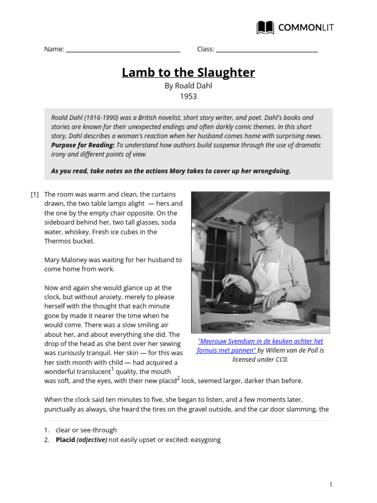 CommonLit+ +Lamb+to+the+Slaughter | PDF