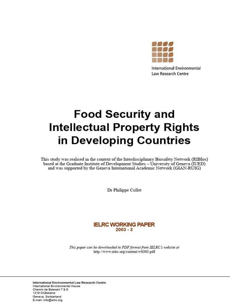 Ipr and Food Security | PDF | Intellectual Property | Social Science