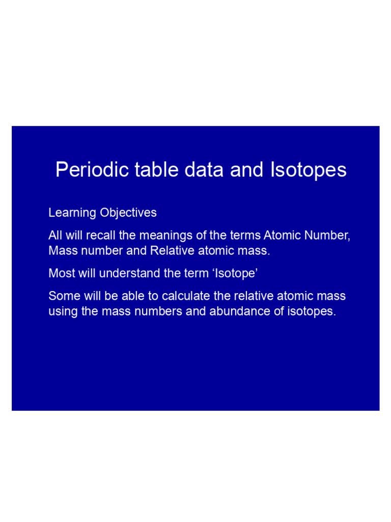 Periodic Table Data and Isotopes | PDF
