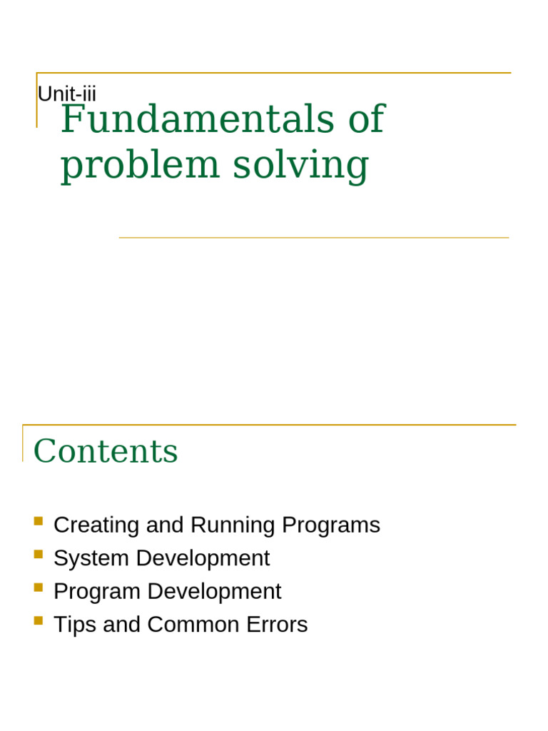 Fundamentals of Problem Solving ,Introduction to C (1) | PDF