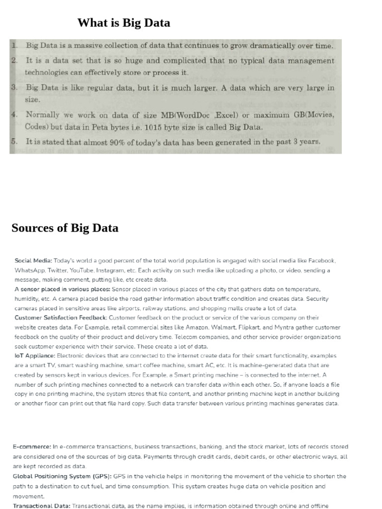 Big Data Analysis Unit 1 | PDF