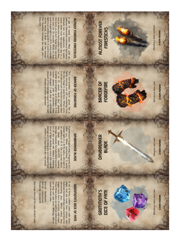 Grimmoth's Magic Items - Printable Cards | PDF