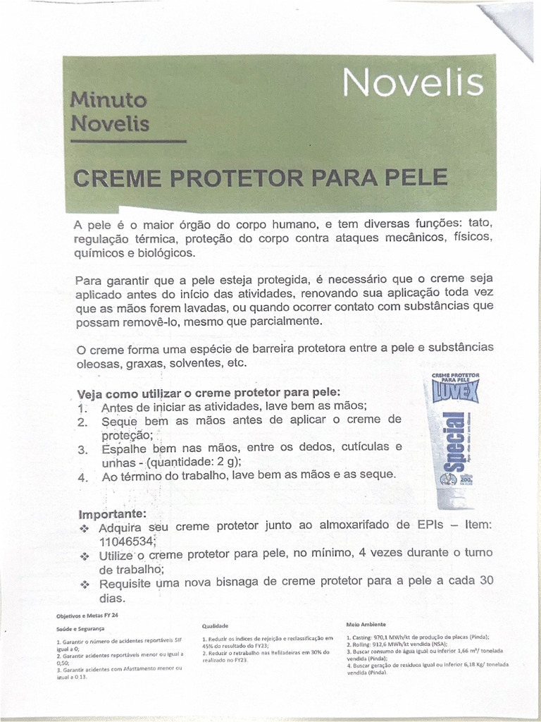 Minuto - Creme Protetor | PDF