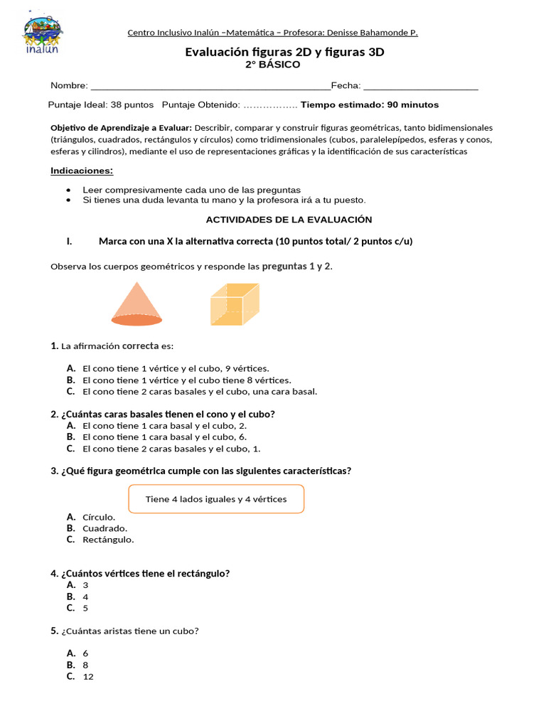 Prueba 2do Basico Matematica | PDF