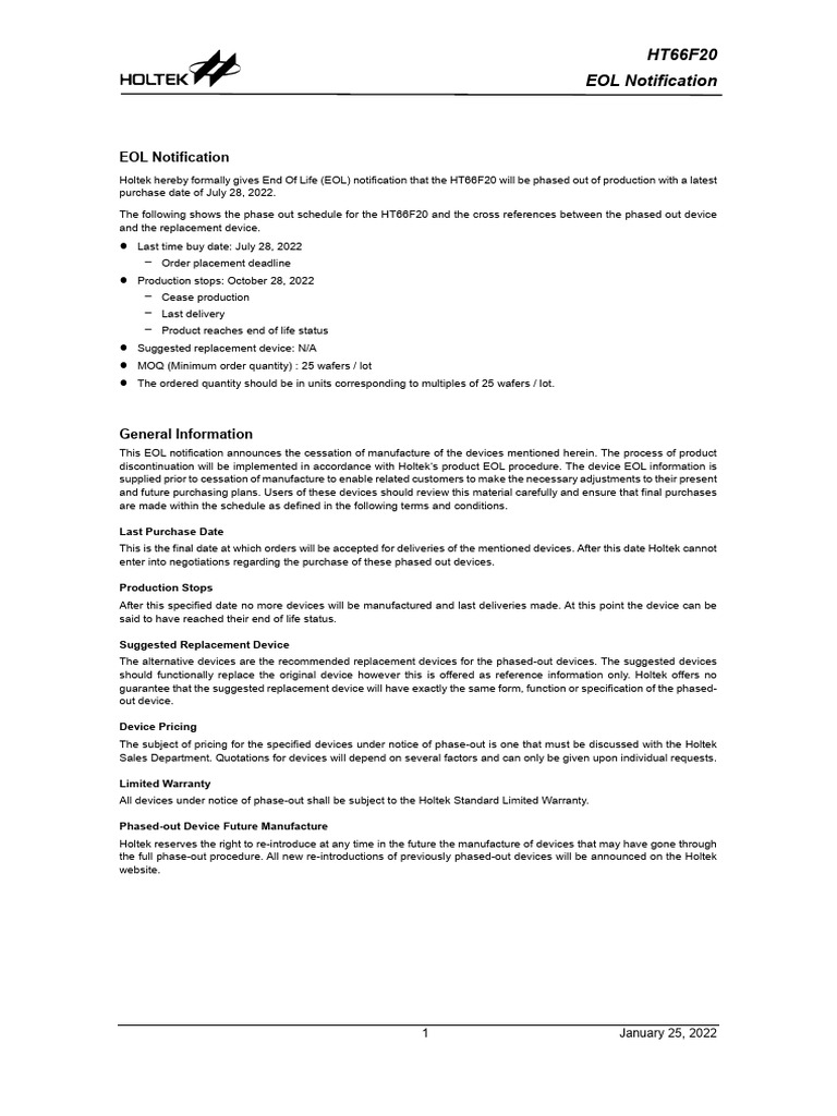 Eol HT66F20 | PDF
