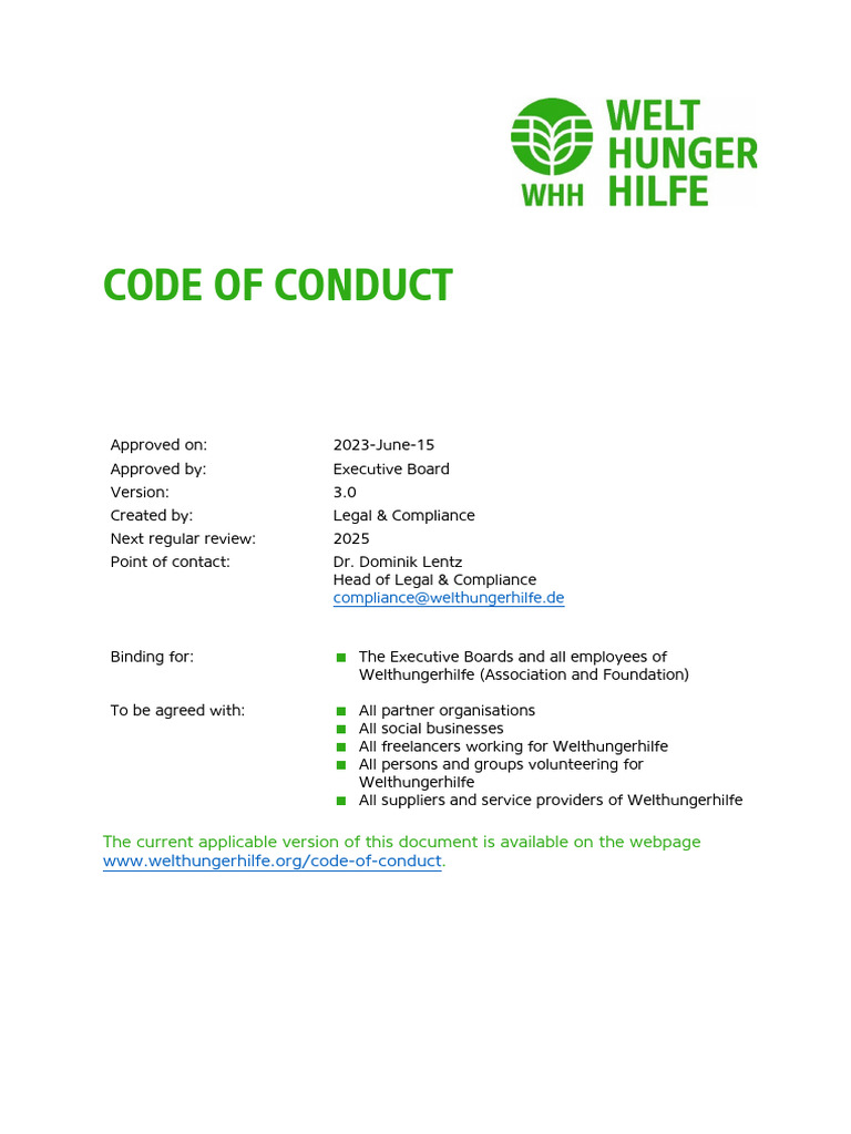 Code of Conduct v3.0 230615 ENGLISH | PDF | Humanitarian Aid | Social ...
