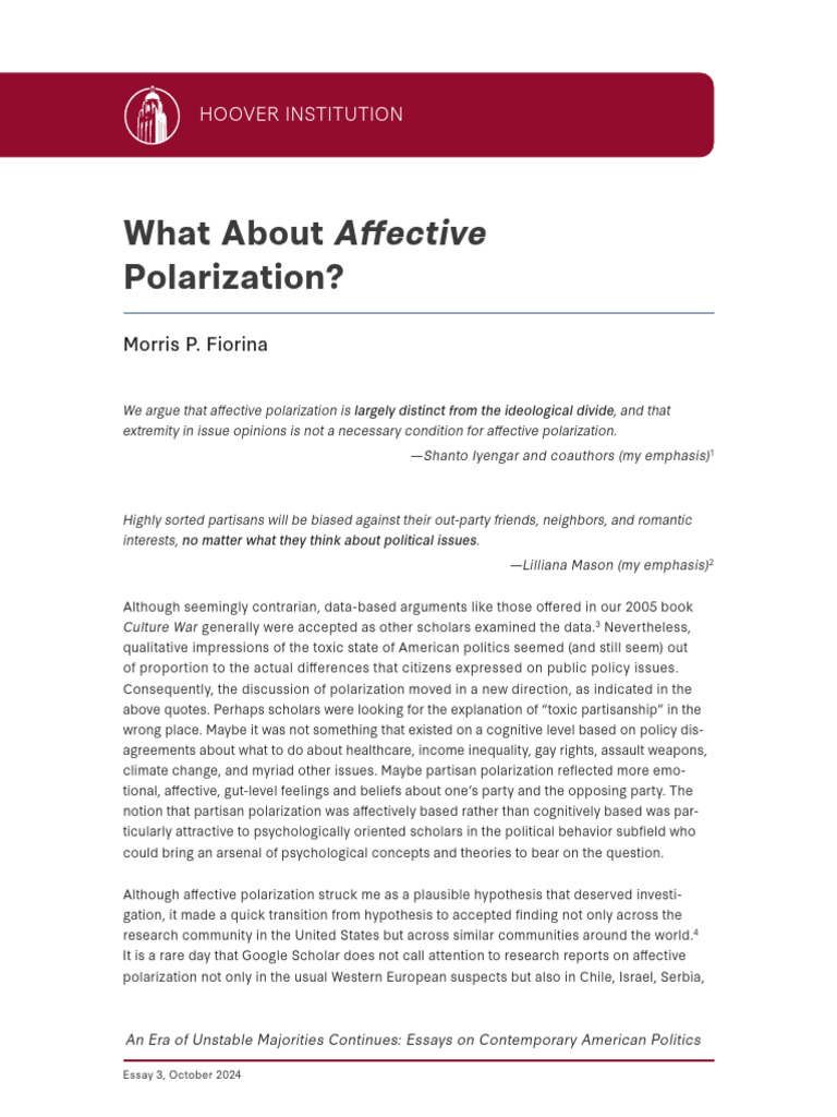 What About Affective Polarization? (Essay 3) | PDF | Affect (Psychology ...