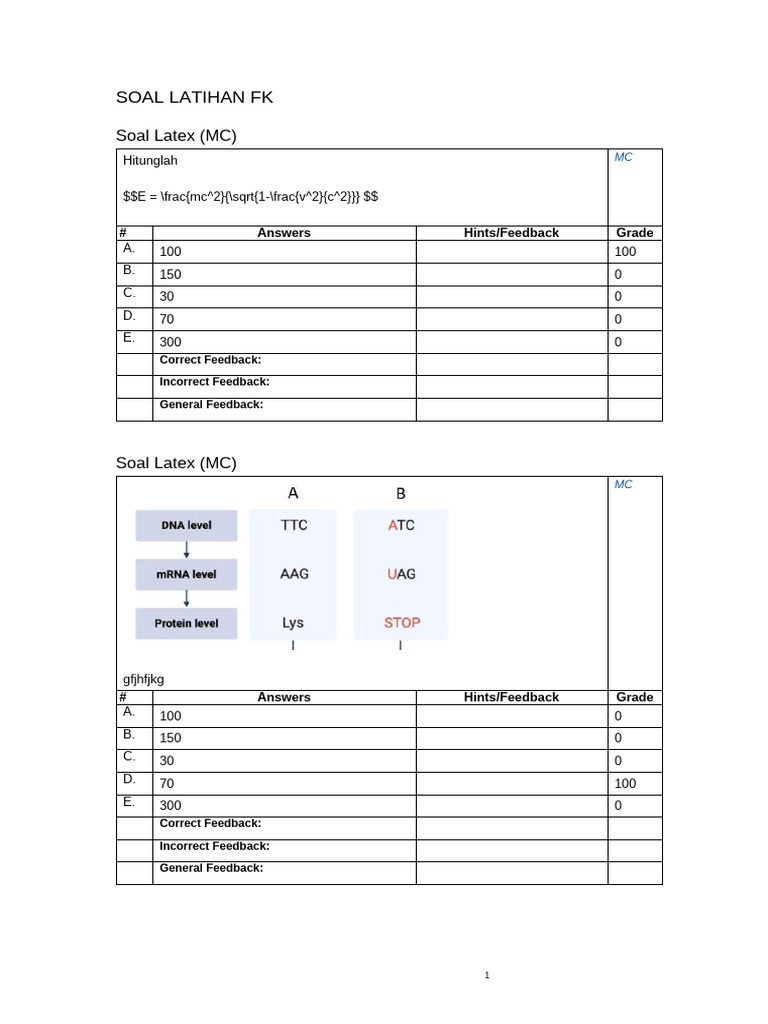 Template Soal MCQ SPADA | PDF