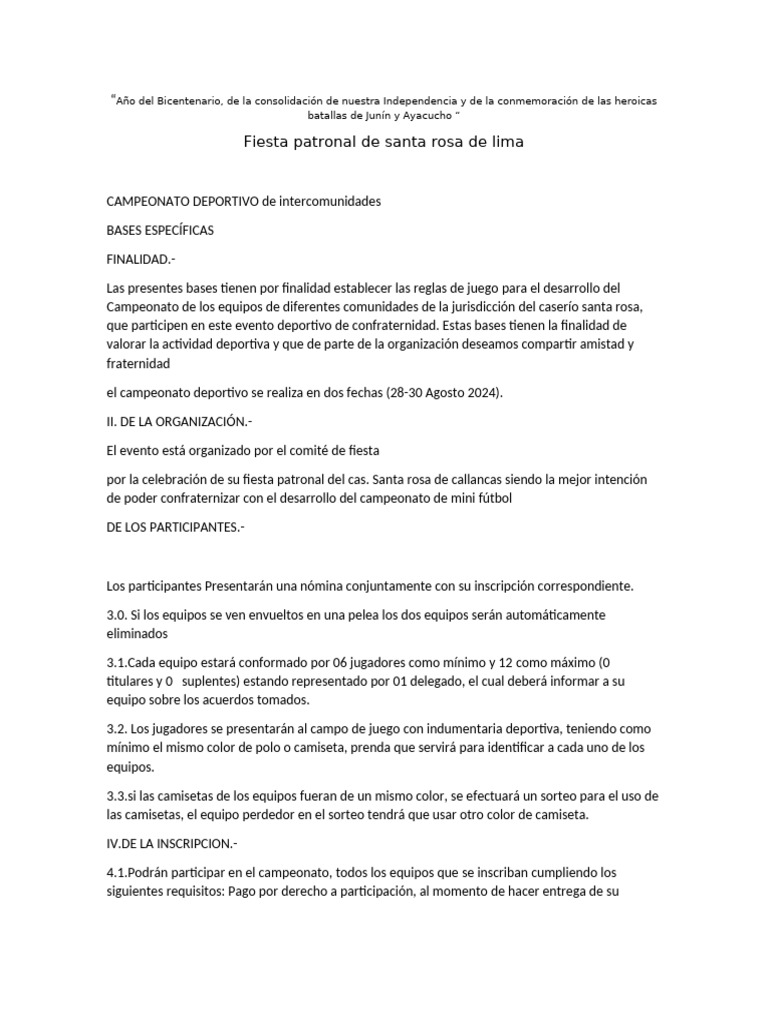 Fiesta Patronal de Santa Rosa de Lima | PDF
