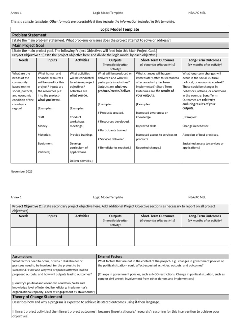 APPENDIX 2 - Logic Model Template_2023 | PDF