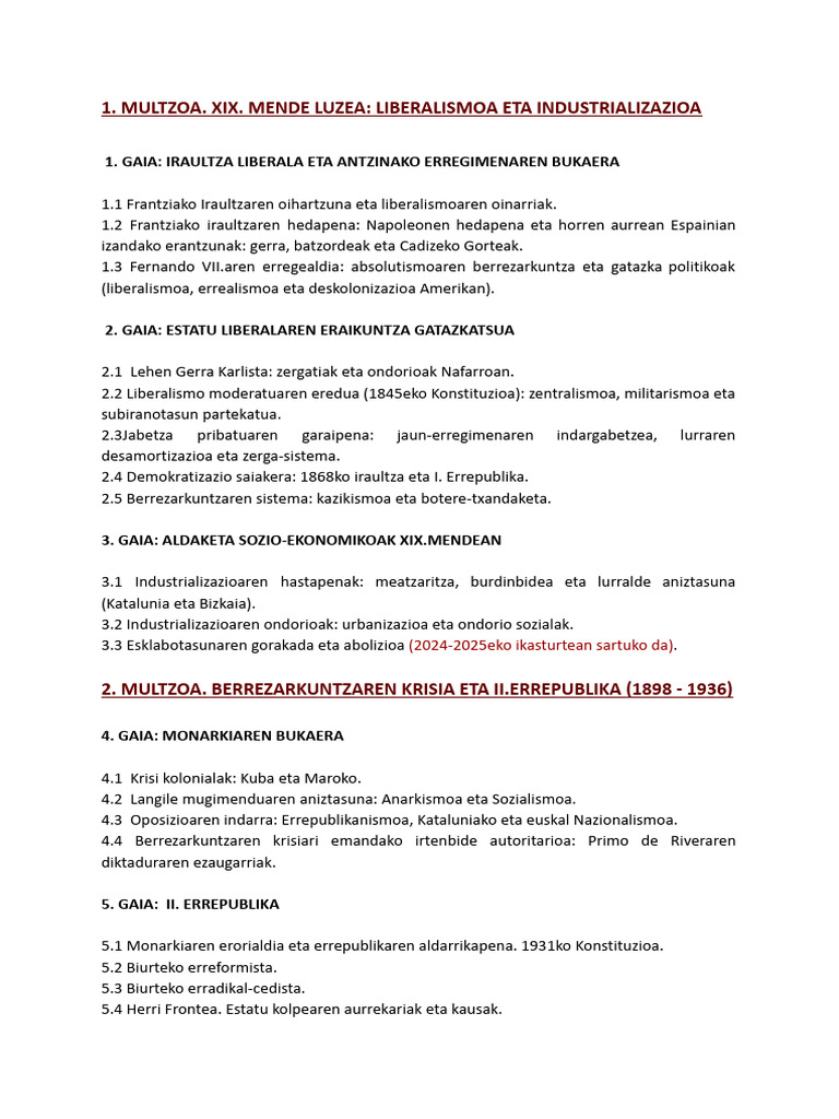 Espainiako Historiaren Programa 2023-2024 | PDF