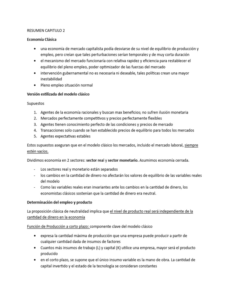 Resumen Capitulo 2 Clásicos | PDF