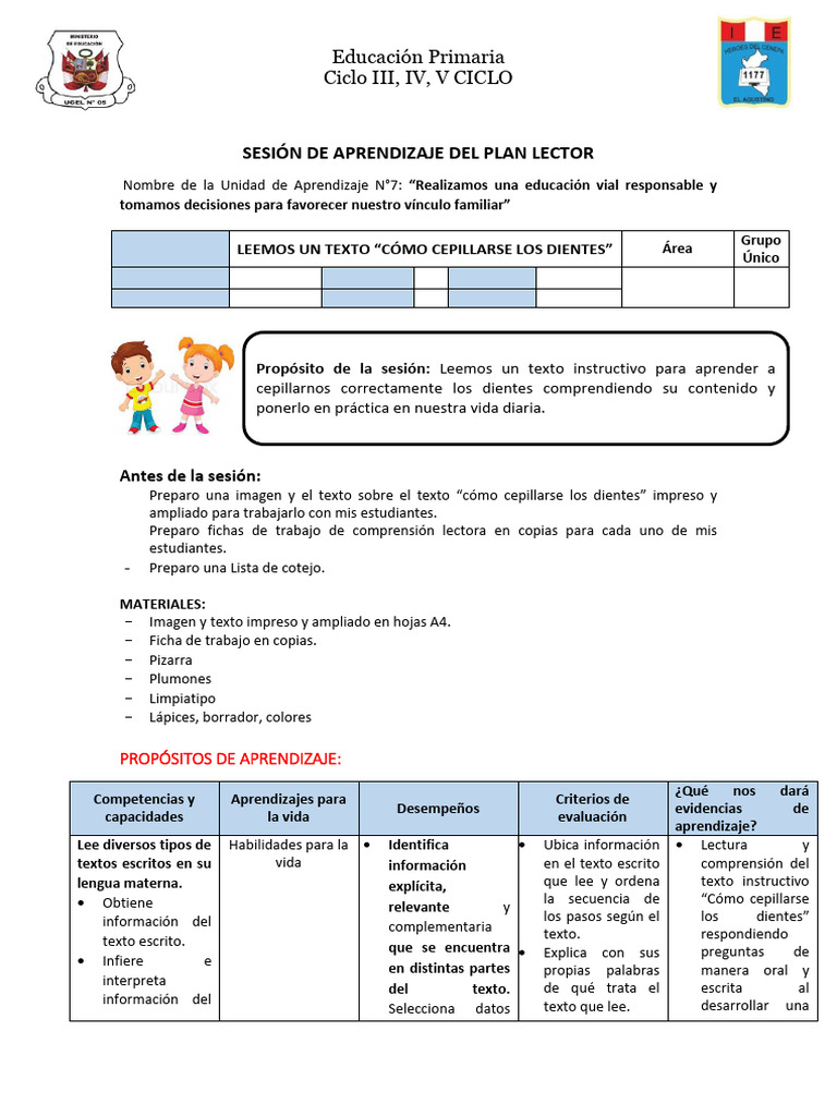 Sesión Plan Lector - Comunicación (7) | PDF