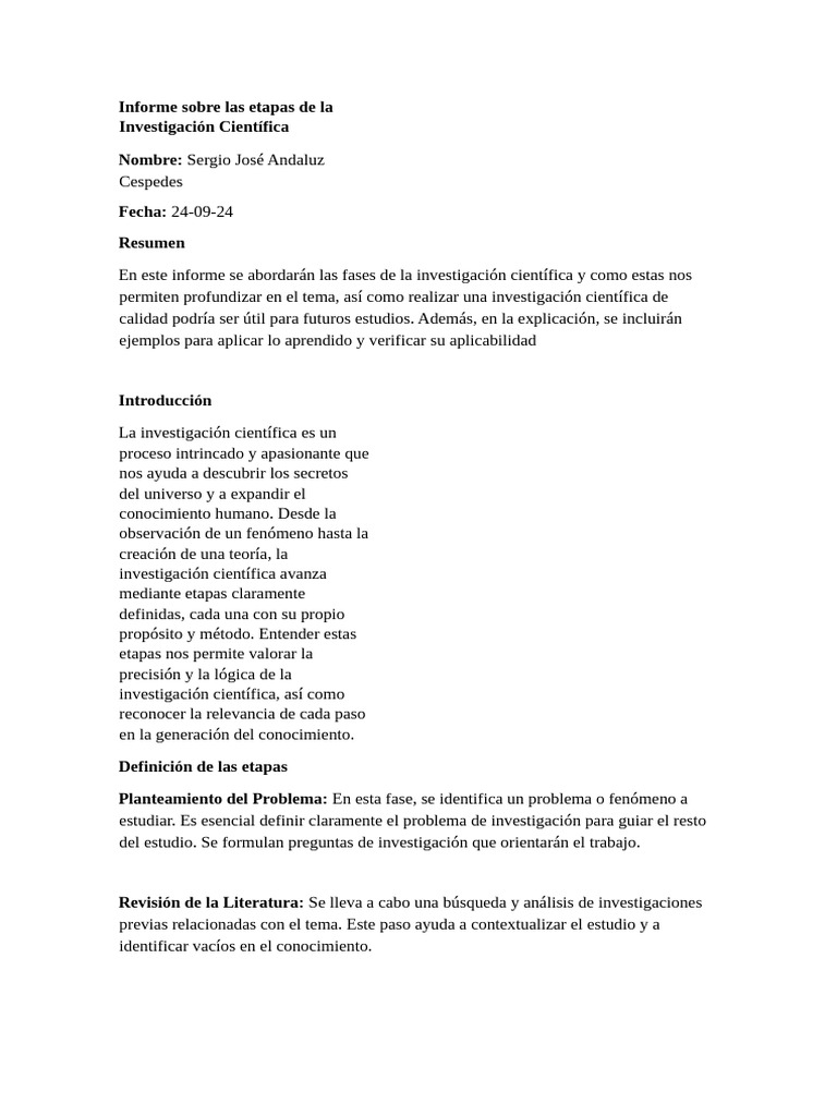 Informe Sobre Las Etapas de La Investigaci-N Cient-Fica | PDF