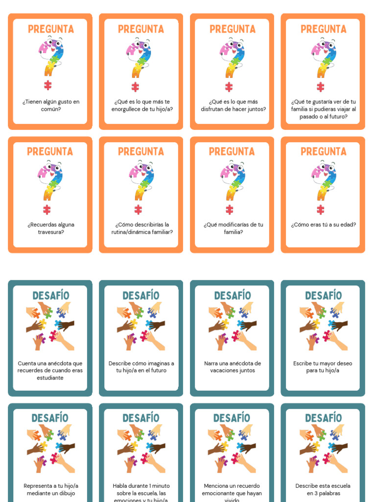 Tarjetas Preguntas y Desafíos | PDF