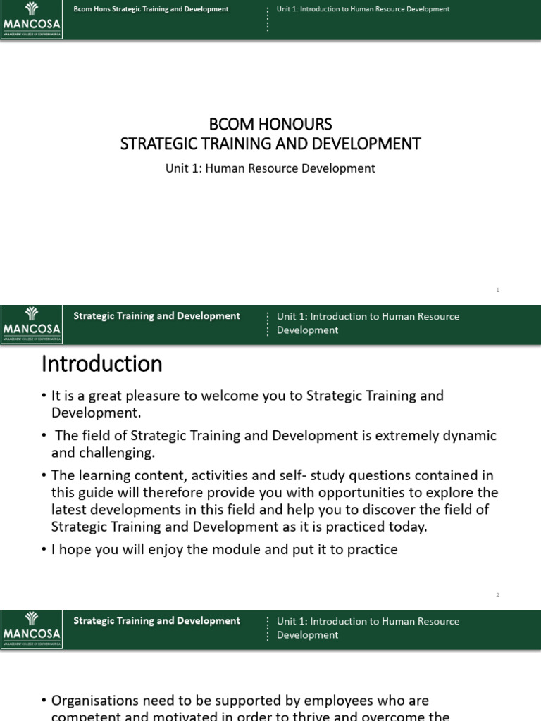 Unit 1 - Introduction To Human Resource Development | PDF