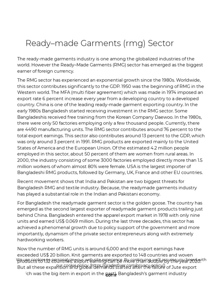 Ready–Made Garments (Rmg) Sector_ [Essay Example], 510 Words ...