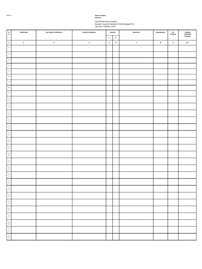 Blangko Kunjungan Sakit 2017 Desa | PDF