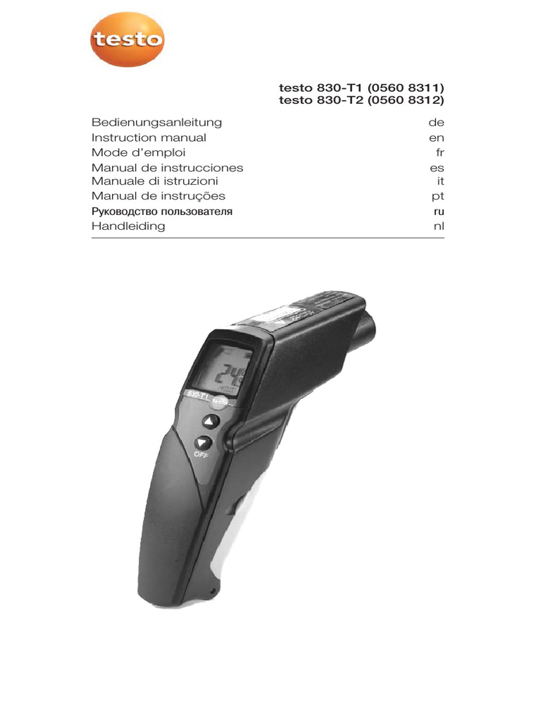 Testo 830 T1 T2 Instruction Manual | PDF