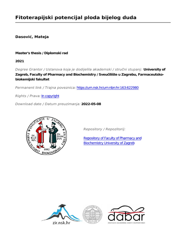 Dasovic Mateja - Diplomski Rad - Bijeli Dud | PDF