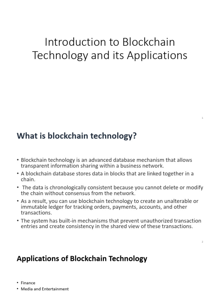 Block Chain - Intro and Applications | PDF