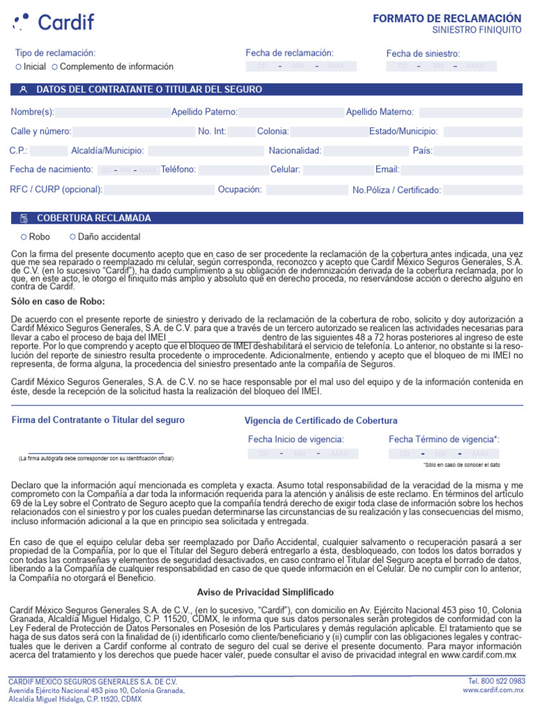 Formato Reclamacion | PDF