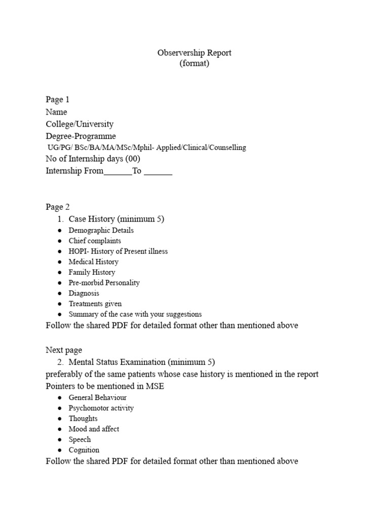 RMH - Observership Report Format | PDF