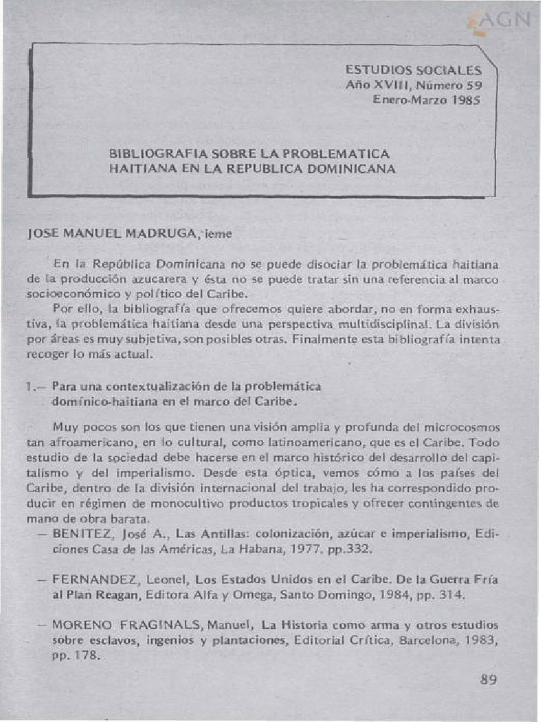 BIBLlOGRAFIA SOBRE LA PROBLEMATICA HAITIANA EN LA REPUBLICA DOMINICANA | PDF
