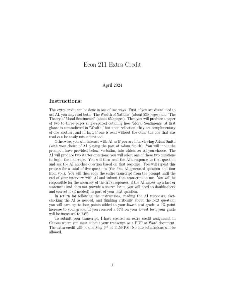 Econ 211 Extra Credit | PDF