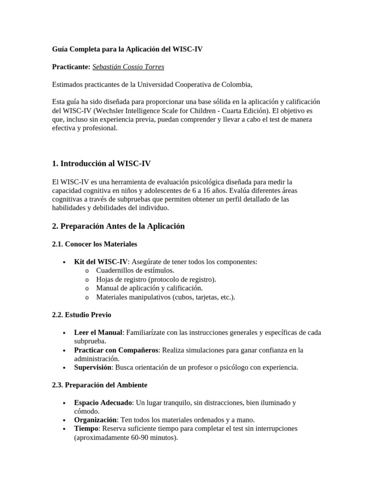 This Is Guía Completa La Aplicación Del WISC IV | PDF