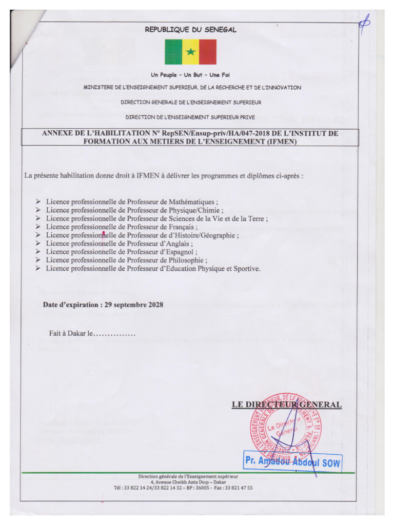 Filieres IFMEN Habilitees Par Le MESRI | PDF