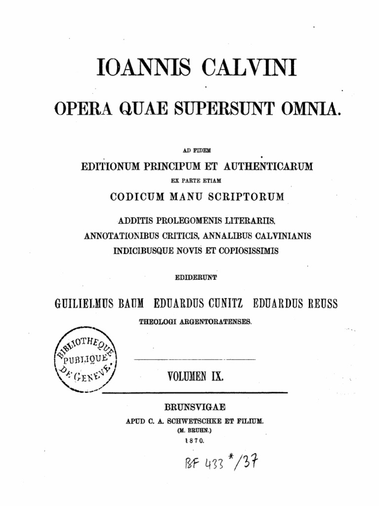 Calvin Materiel Semaine 1 Calvin 1564 Discours Adieu Ministres | PDF