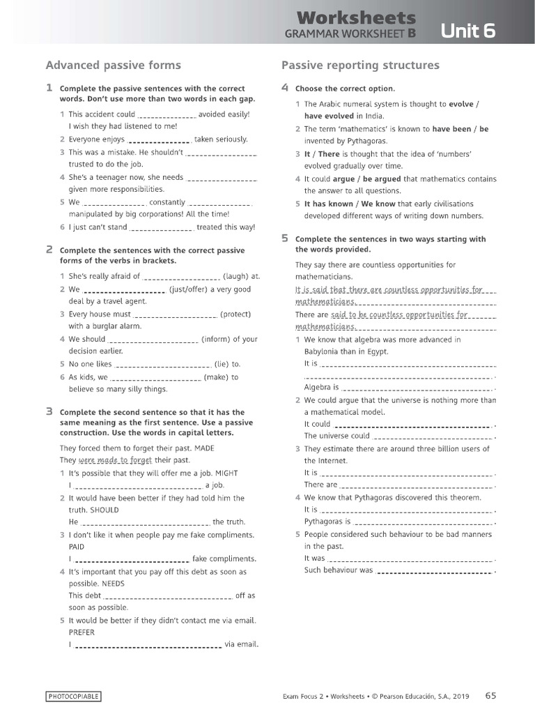 Advanced Passive Grammar Worksheet | PDF