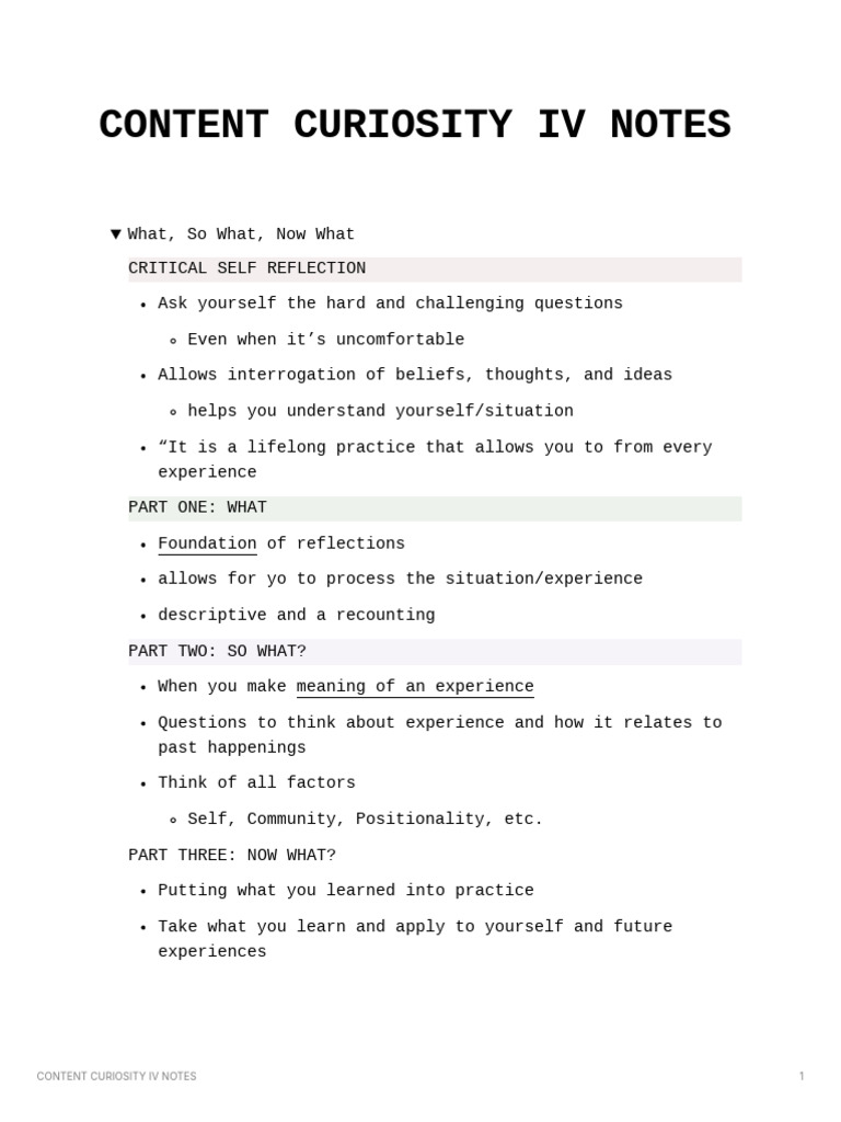 Content Curiosity Iv Notes | PDF