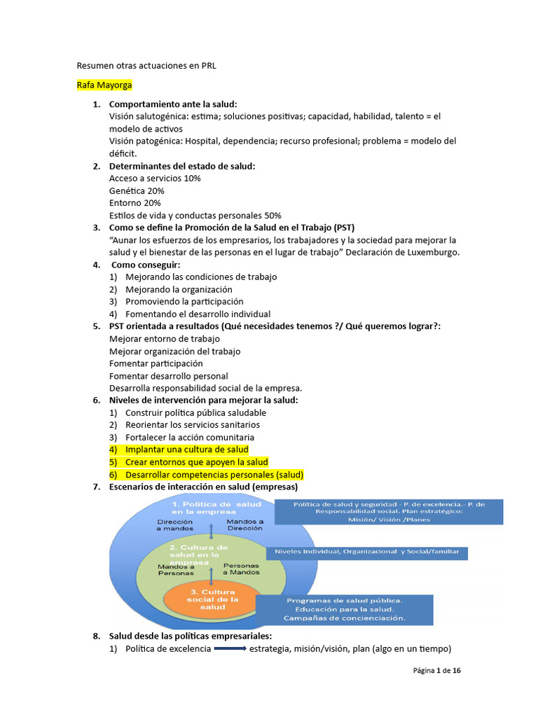 Resumen Otras Actuaciones en PRL | PDF