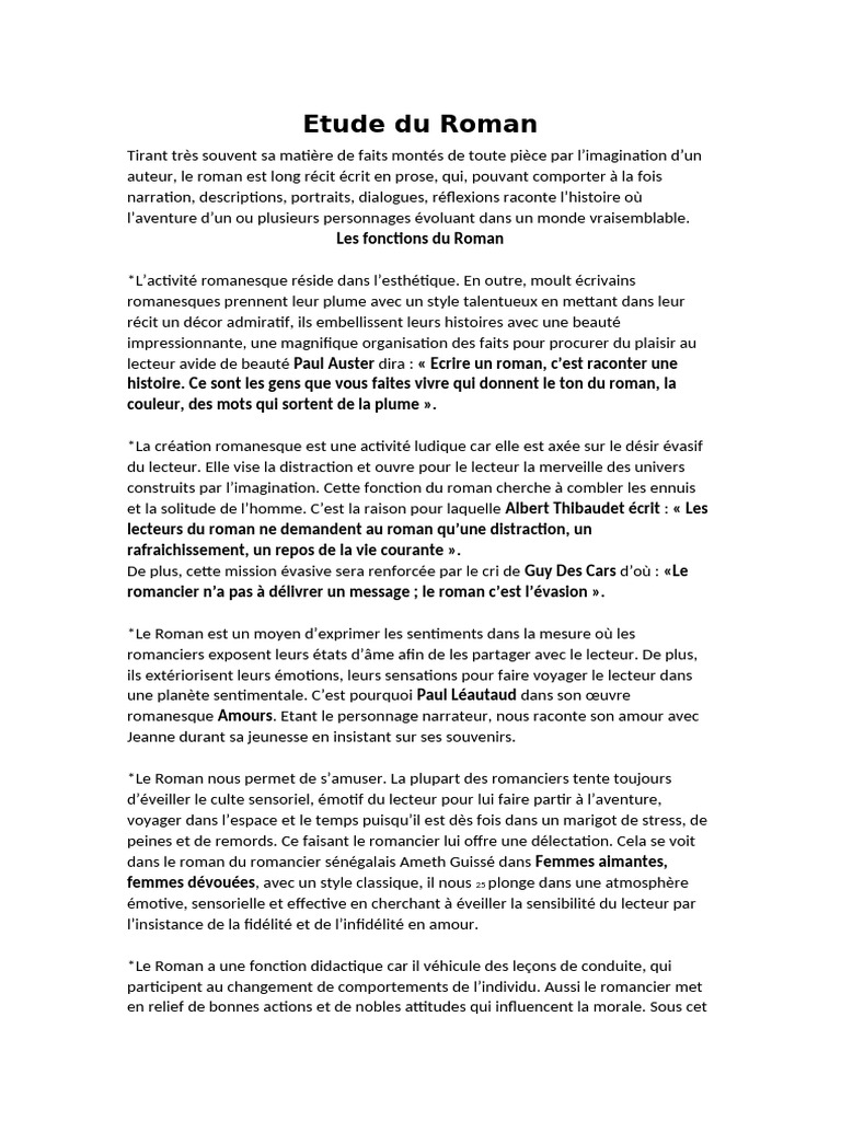 Etude Du Roman | PDF