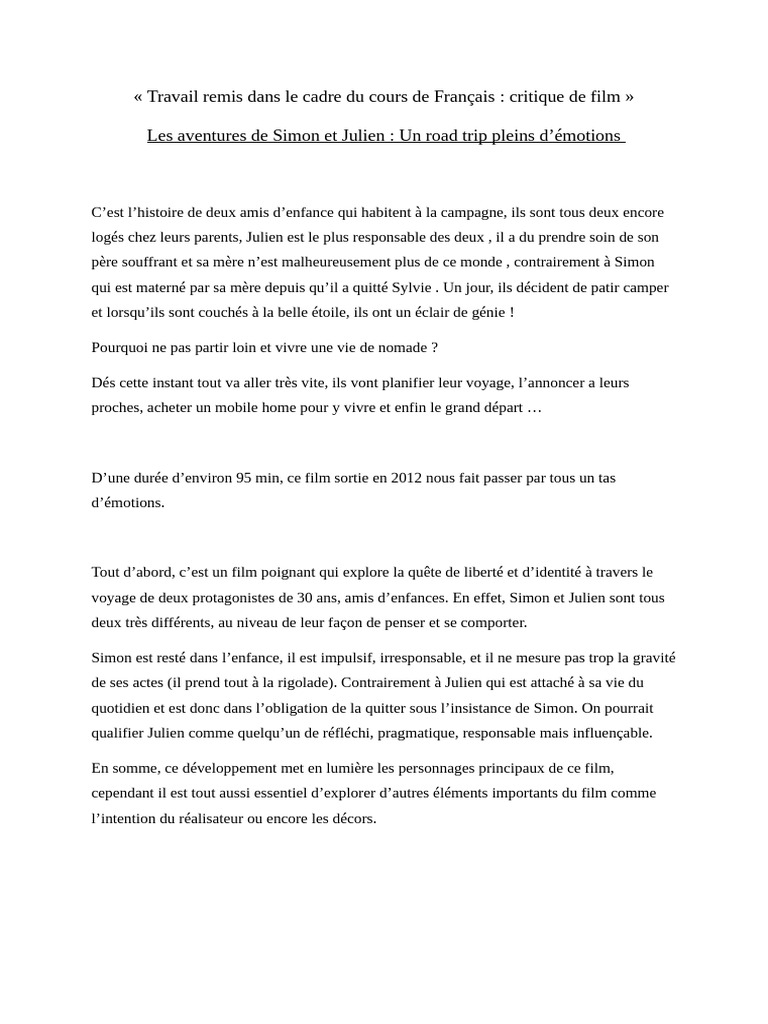 Critique de Film | PDF