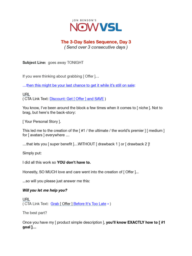 NOW 3+Day+Sales+Sequence Email+3 | PDF
