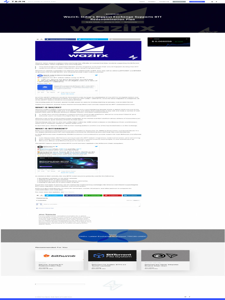 India's Biggest Exchange Supports BTT Redenomination Plan - T | PDF