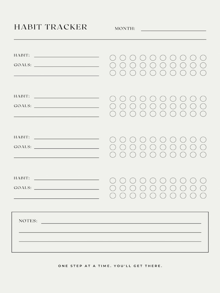 Elegant Monthly Habit Tracker Sheet | PDF
