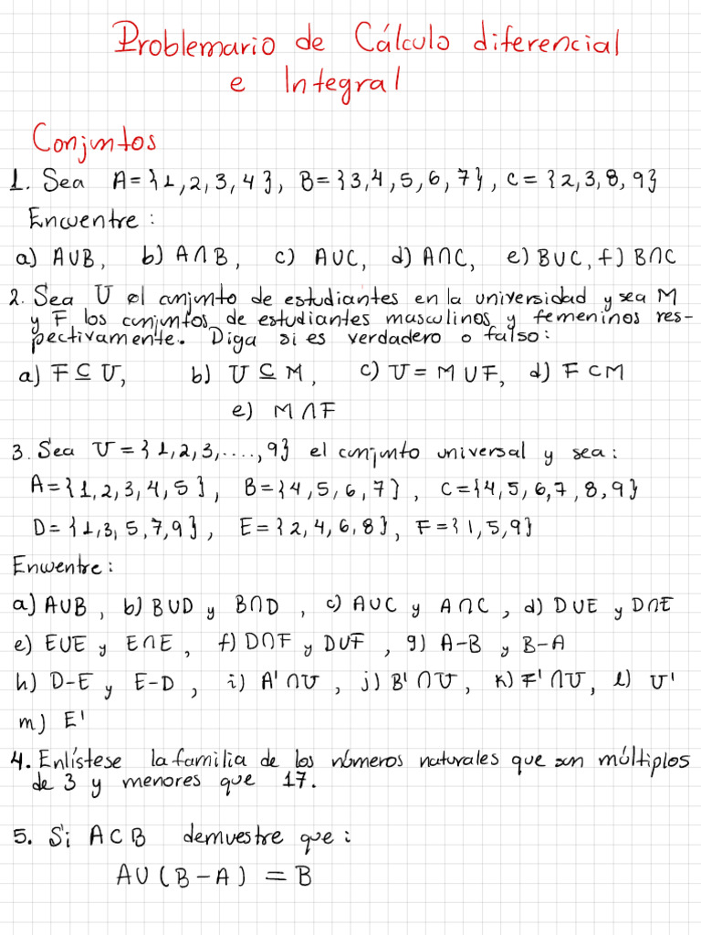 Problemario CalculoDiferencial Integral | PDF