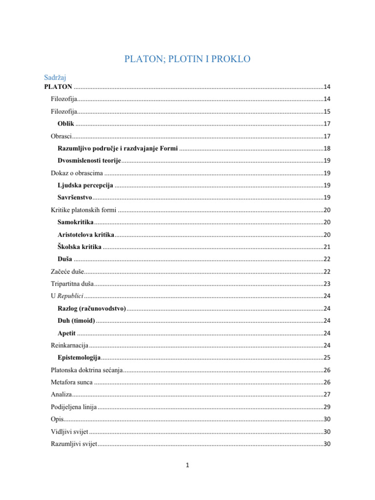 Platon, Plotin I Proklo | PDF