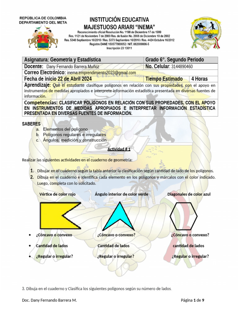 Guia No 1 Grado 6 1 Pdf