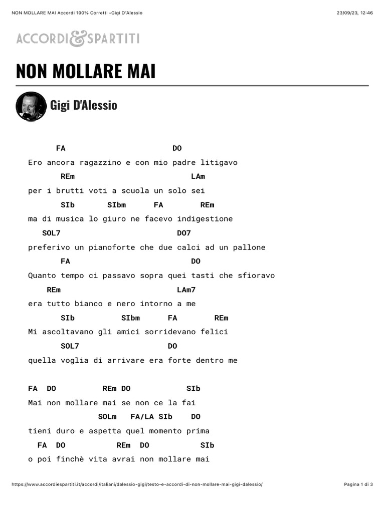 Non Mollare Mai - Gigi D'alessio | PDF