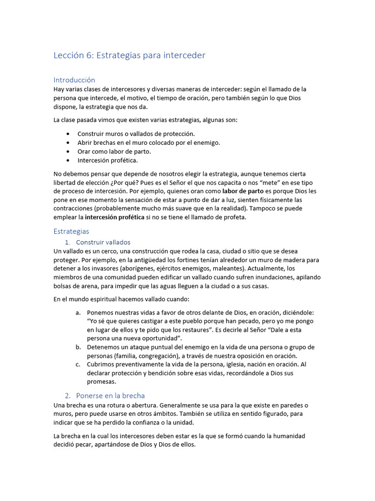 Leccion 6 Estrategias para Interceder | PDF
