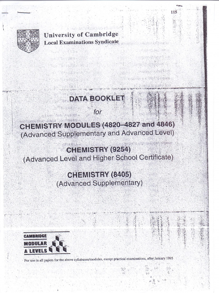 Data Booklet Chem 9189 | PDF
