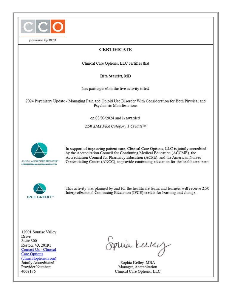 Cme 1.0 Aug 2024 Managing Pain and Opioid Use Disorder | PDF