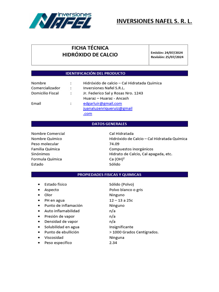 Ficha Tec Hidroxido | PDF